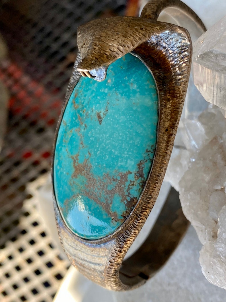 Bold Cobra Snake Sterling Silver Natural Turquoise Artisan | Etsy