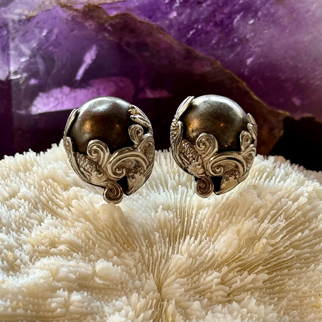 Art Nouveau Art Deco 1930s Jose Anton Mexican Sterling Silver Double ...