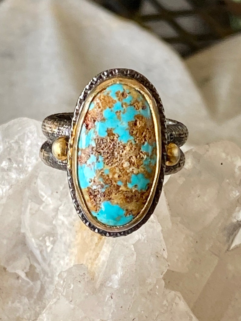 Beautiful Sterling Silver Gold Matrix Turquoise Vintage Ring - Etsy