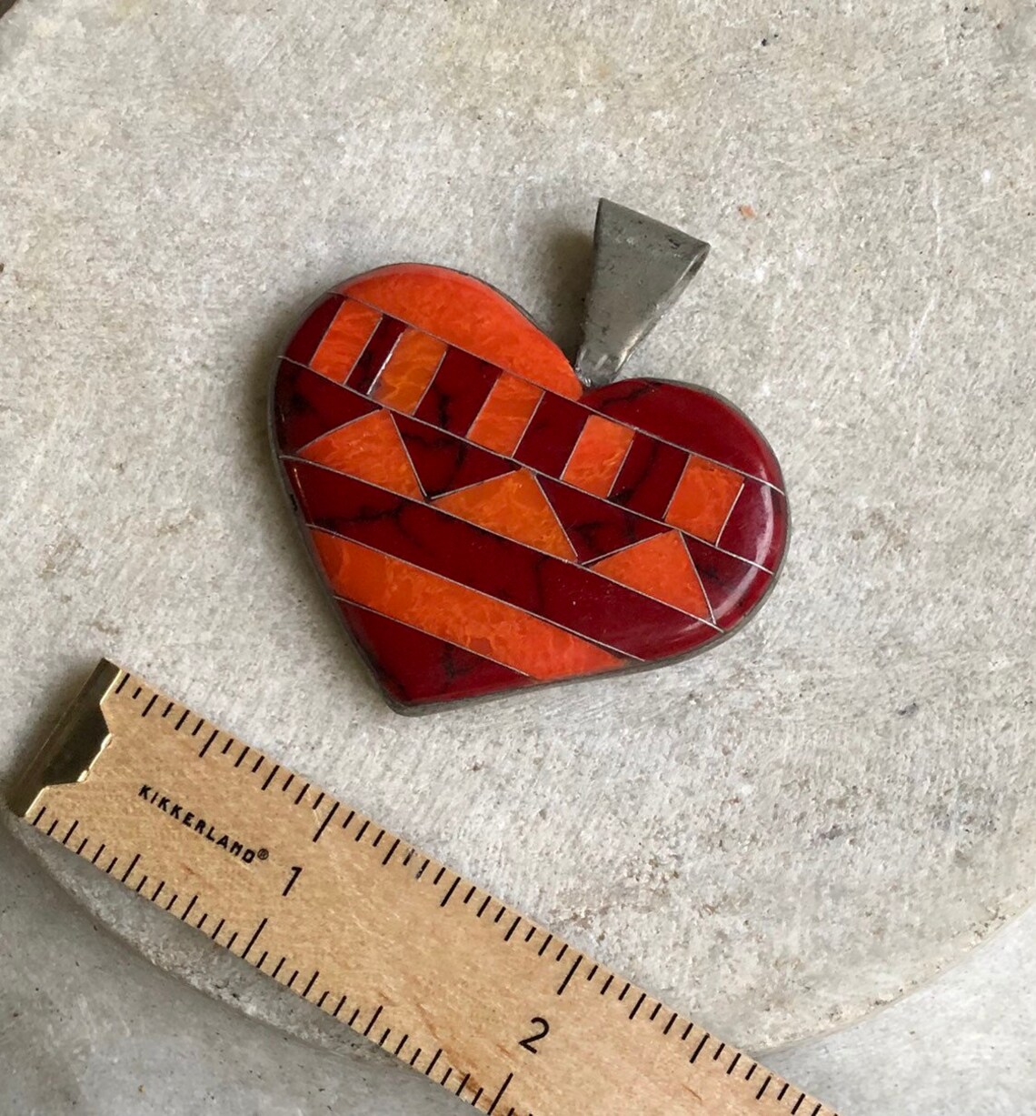Bold Beautiful Orange Spiny Oyster Burgundy Stone Mosaic Vintage Heart ...