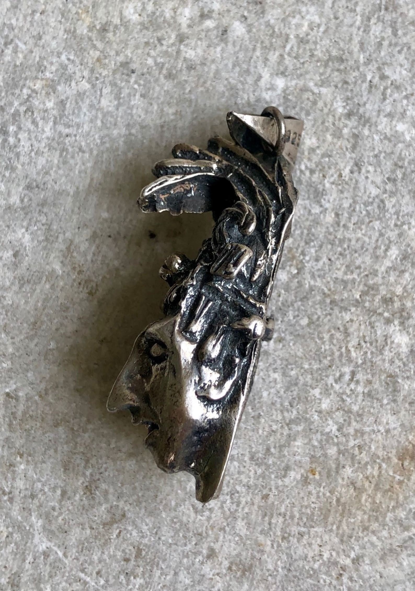 Sculpted Sterling Silver Aztec Warrior Vintage Necklace - Etsy