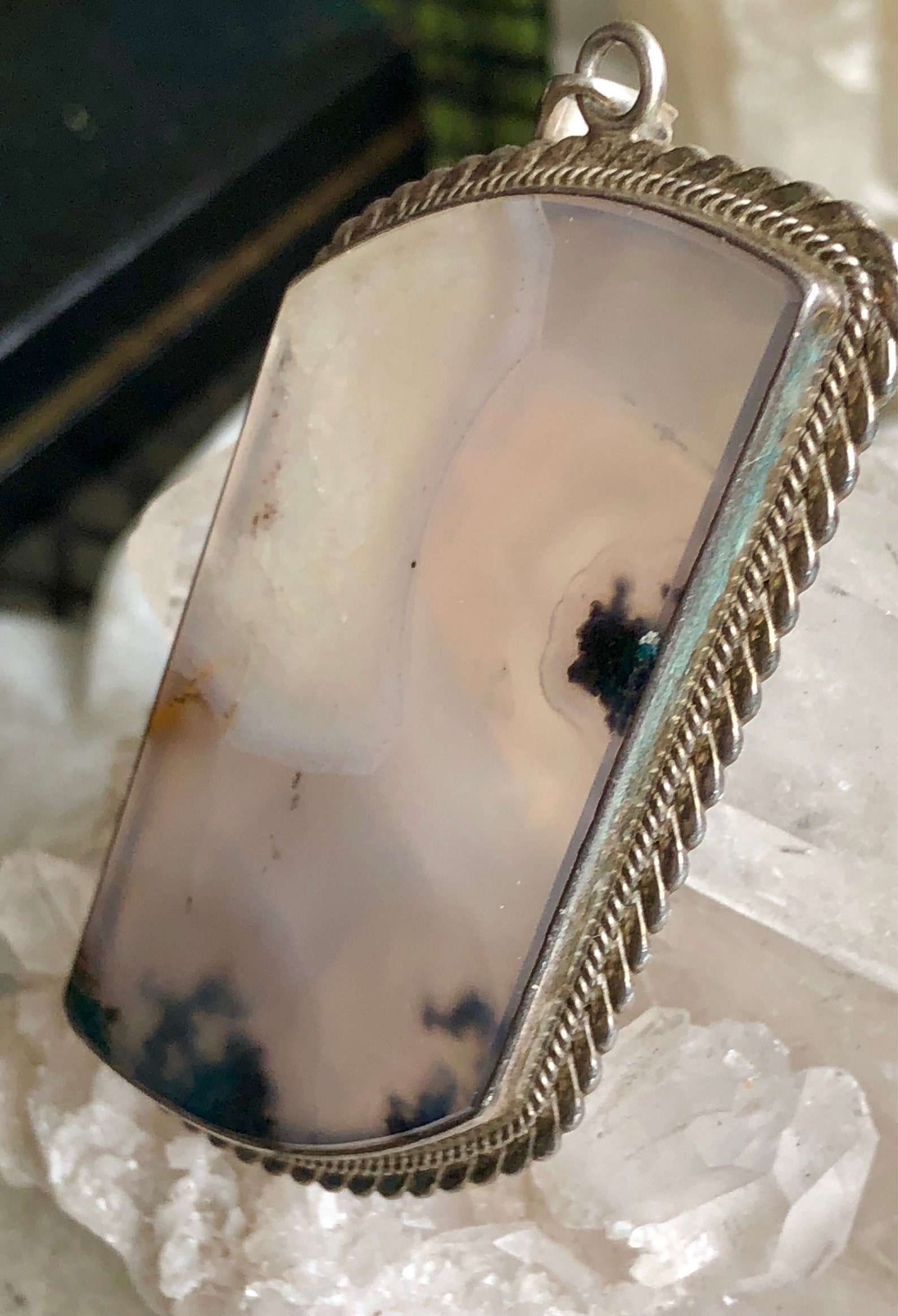 Bold Beautiful Sterling Silver Agate Vintage Pendant | Etsy