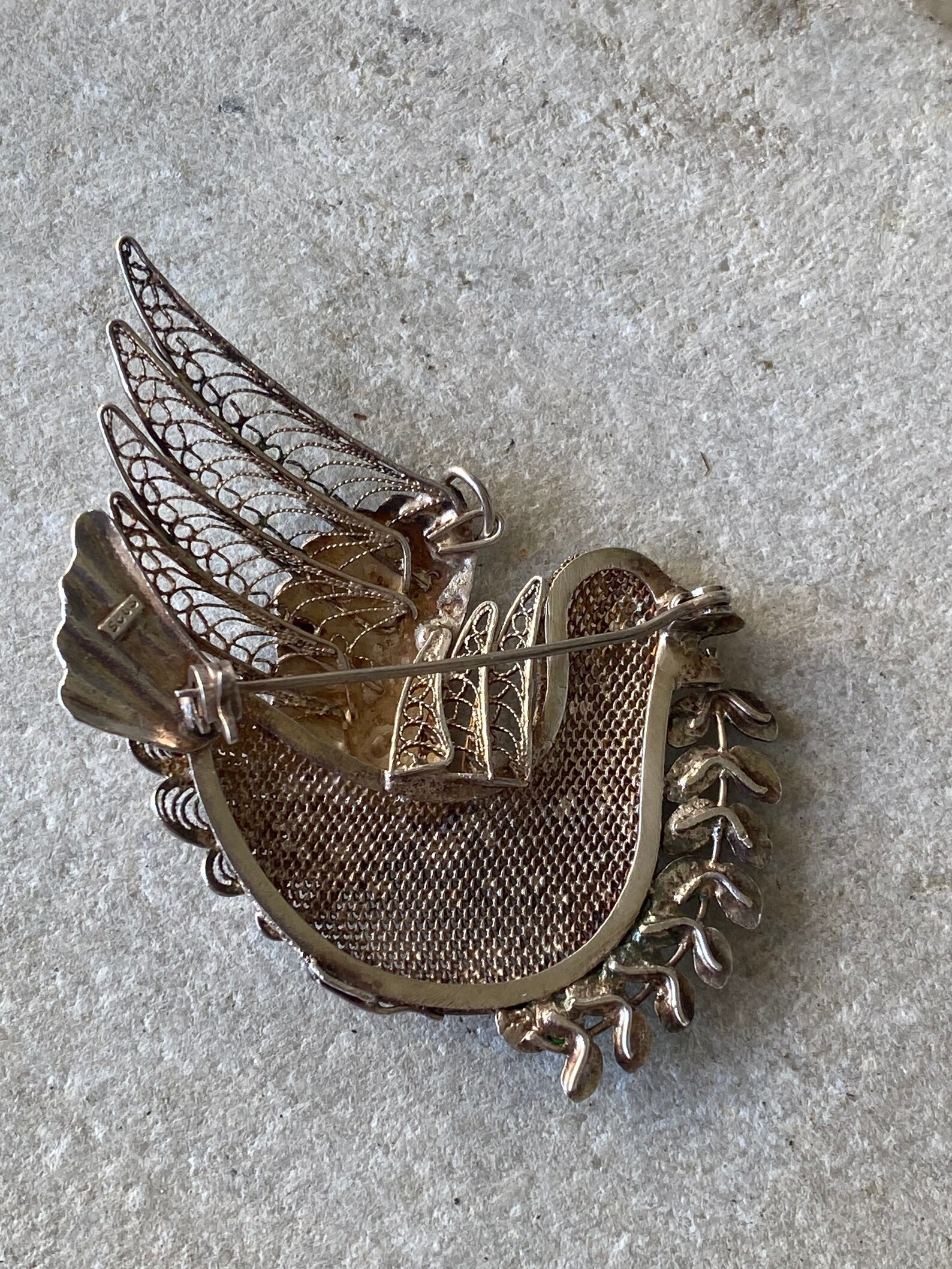 Beautiful Filigree Sterling Silver Enamel Peace Dove Bird | Etsy