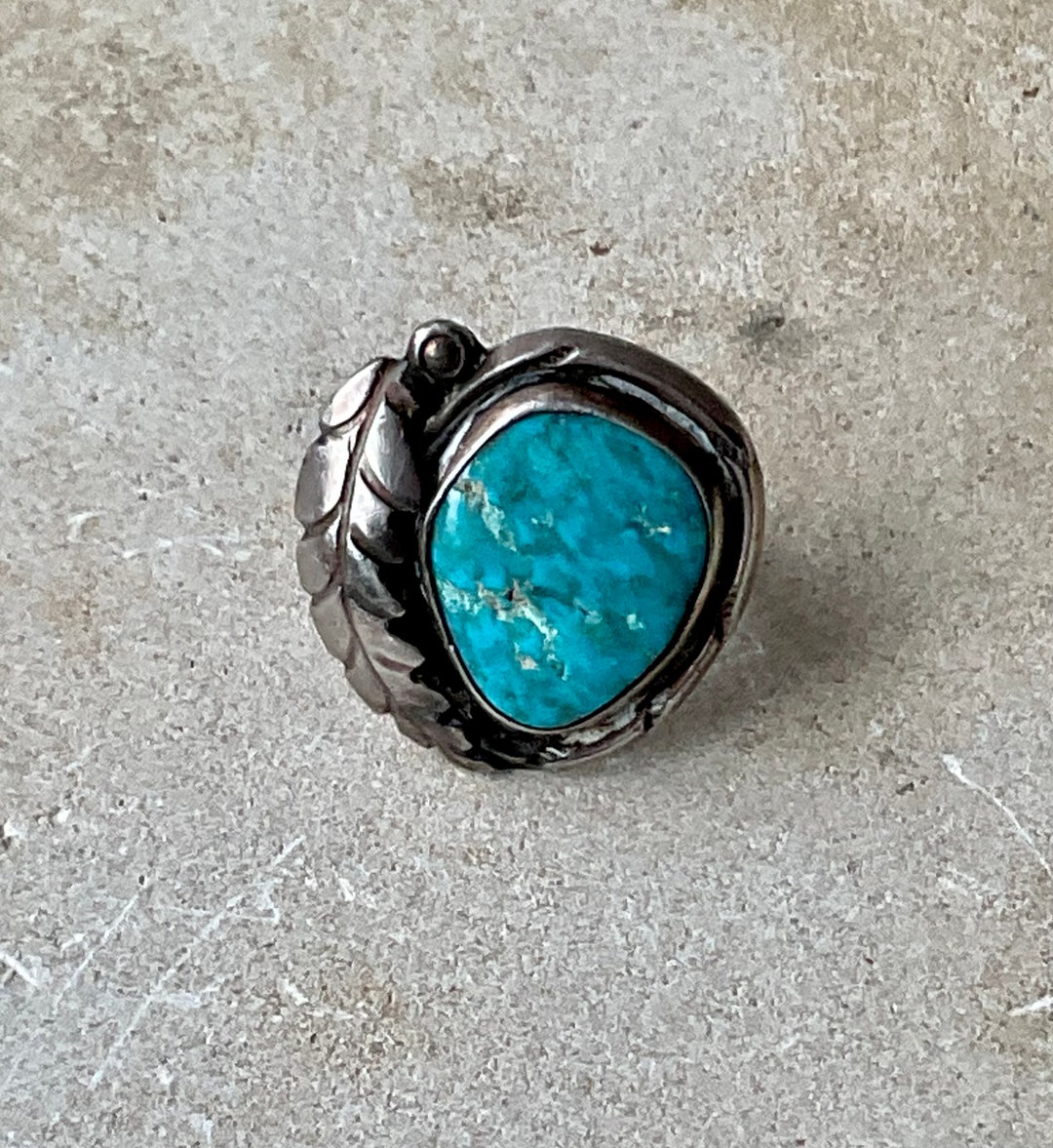 1940s Native American Feather Sterling Silver Blue Turquoise Antique ...
