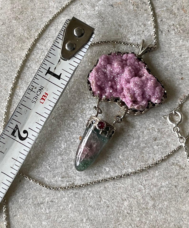 Beautiful Pink Druzy Crystal Rainbow Fluorite Pink Sterling - Etsy