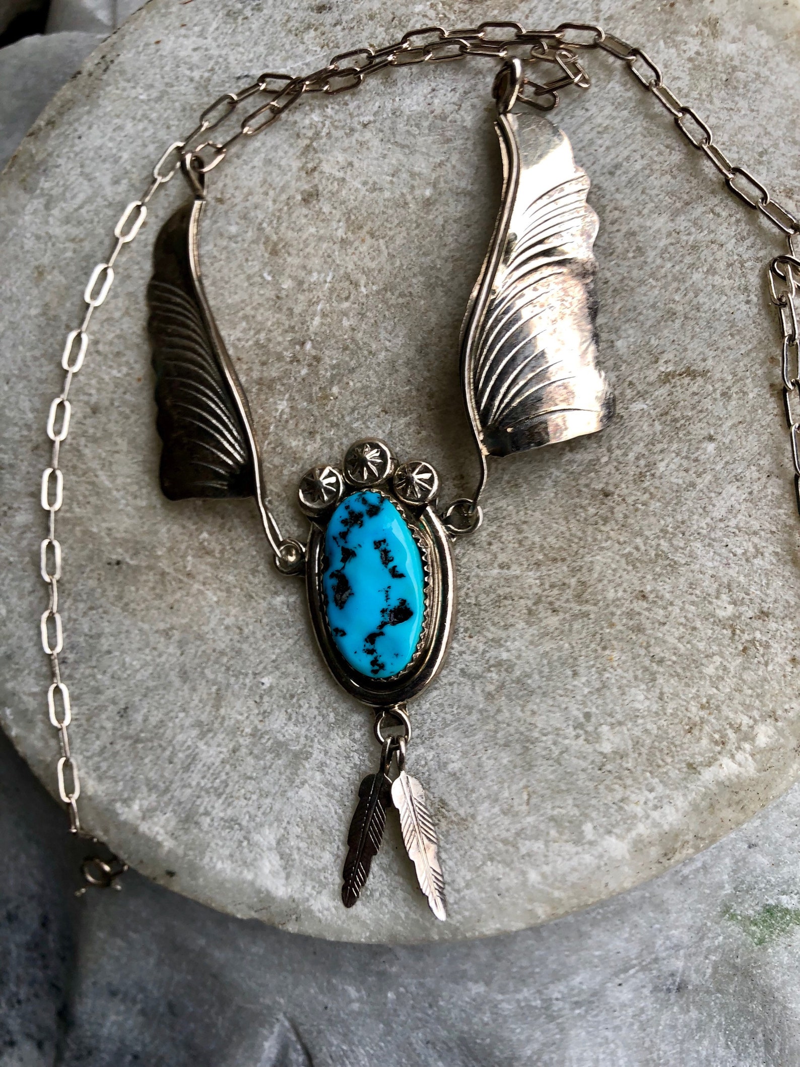 Beautiful Native American Sterling Silver Blue Turquoise - Etsy