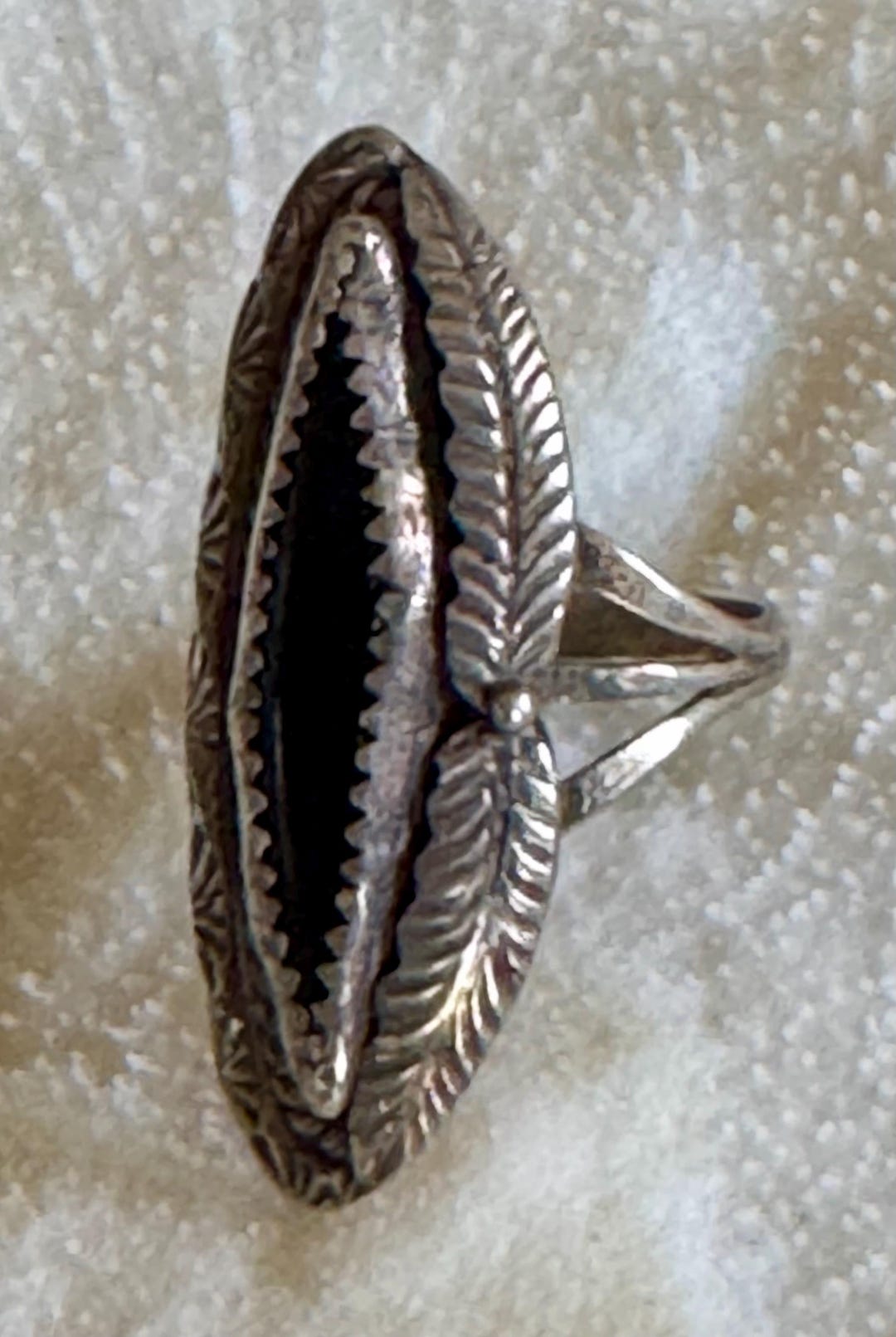 Handcrafted Native American Sterling Silver Black Onyx Feather Vintage ...