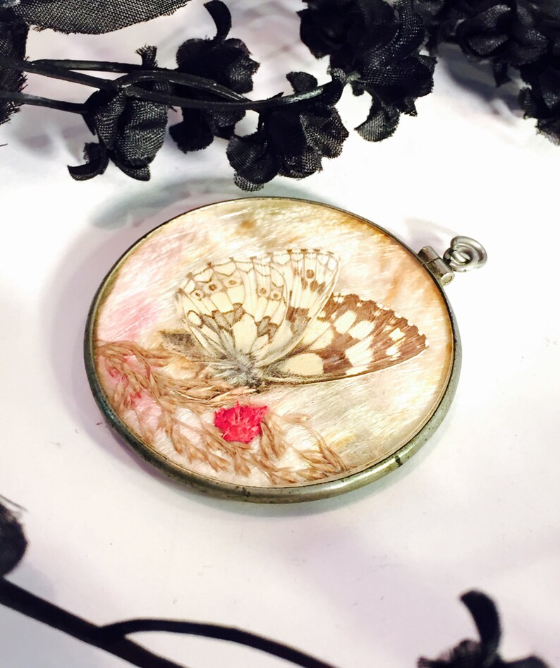 Beautiful Large Victorian Butterfly Medallion Glass Silver | Etsy