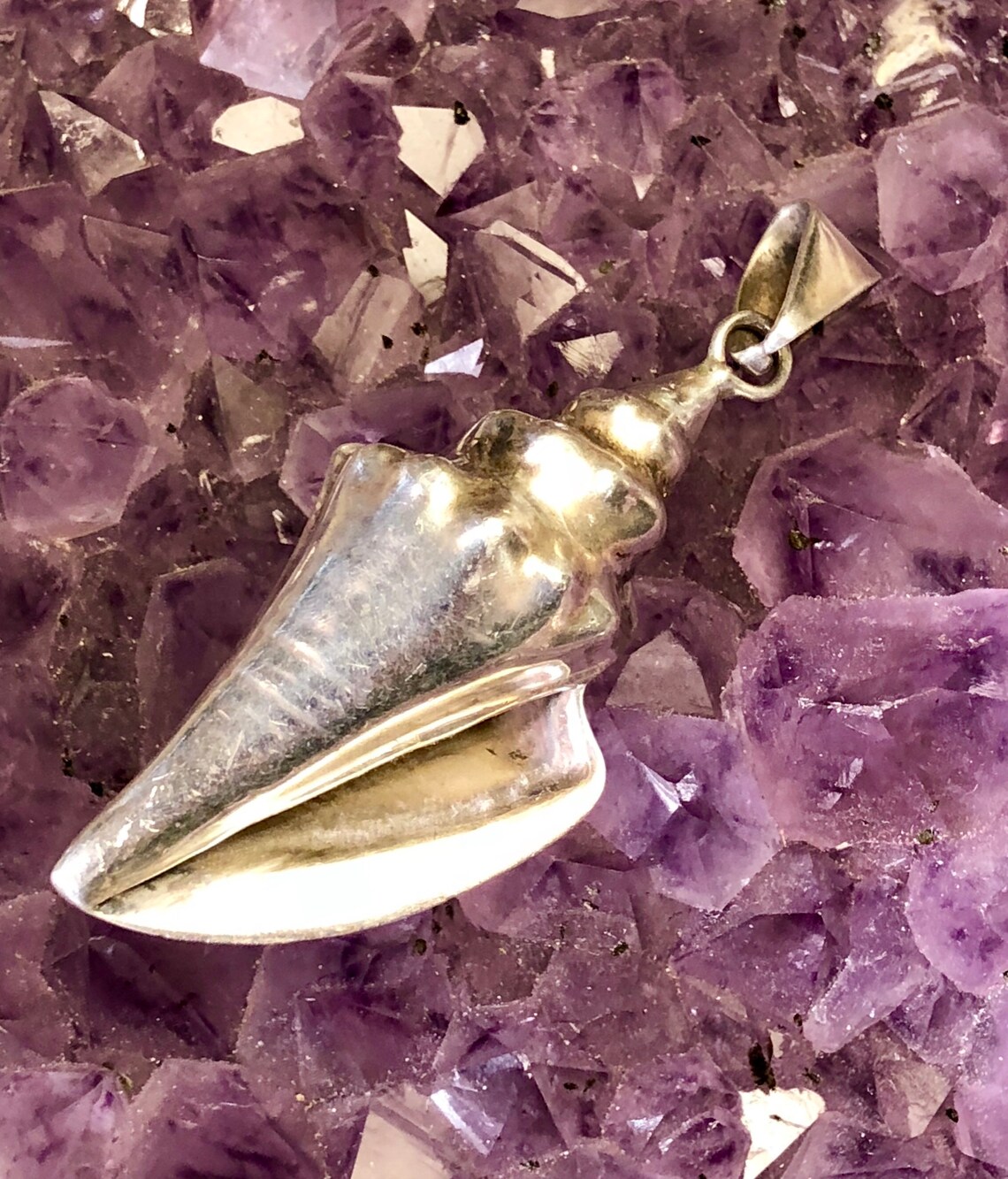 Beautiful Sculpted Sterling Silver Conch Shell Vintage Pendant - Etsy