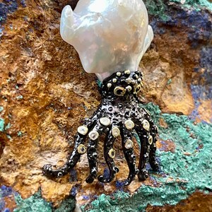 Sterling Silver Gold Gemstone Blister Pearl Octopus Necklace - Etsy