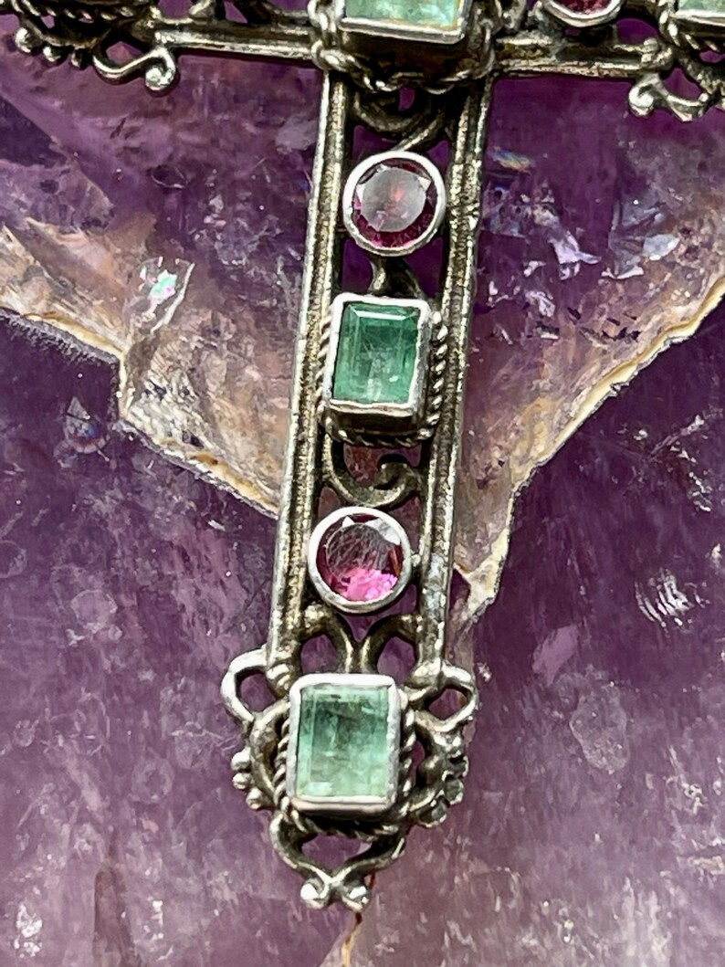 Beautiful Emerald Ruby Silver European Antique Victorian Cross - Etsy
