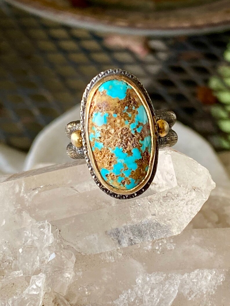 Beautiful Sterling Silver Gold Matrix Turquoise Vintage Ring - Etsy