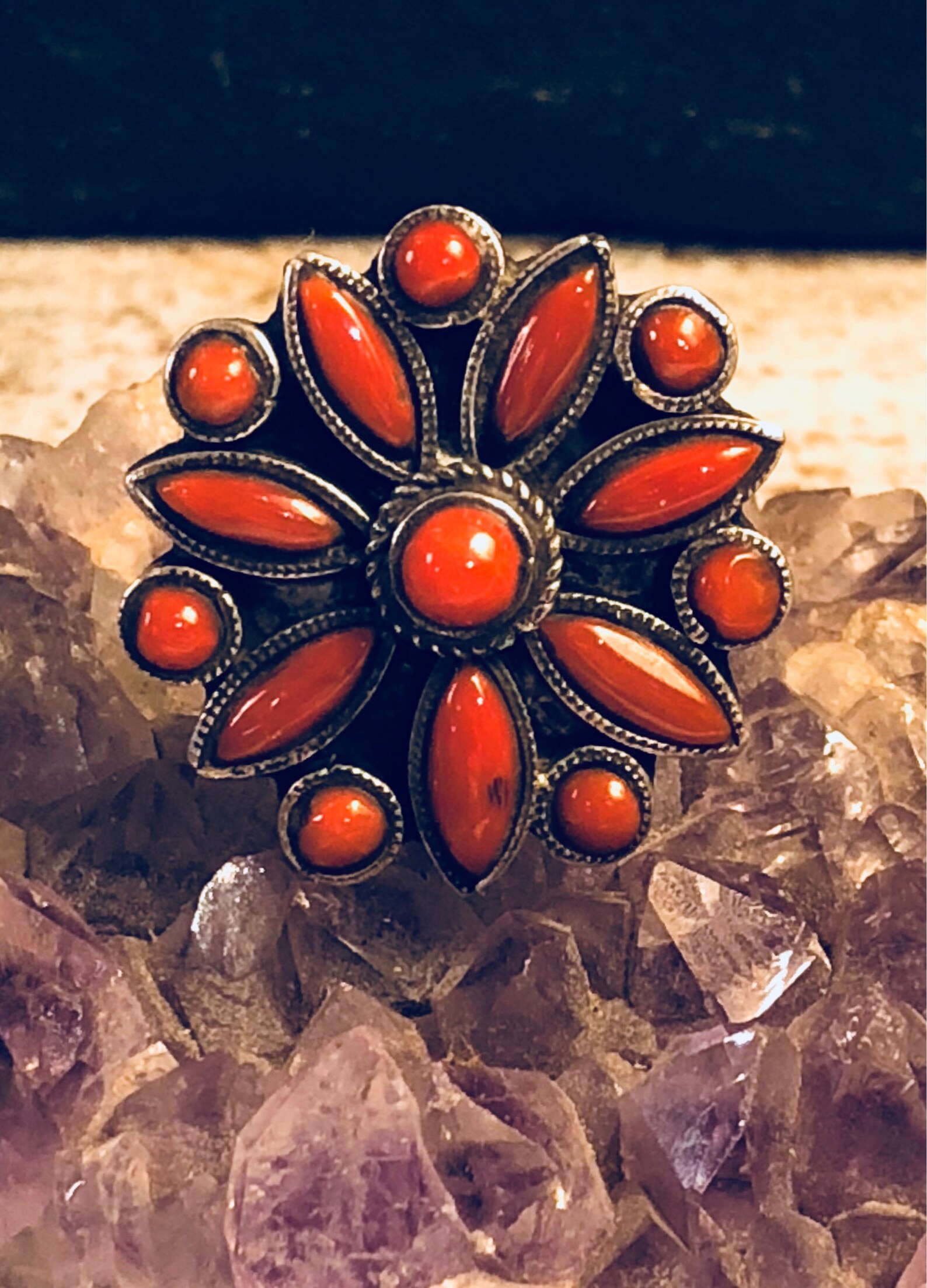 Beautiful Natural Red Coral Sterling Silver Vintage Tibetan | Etsy