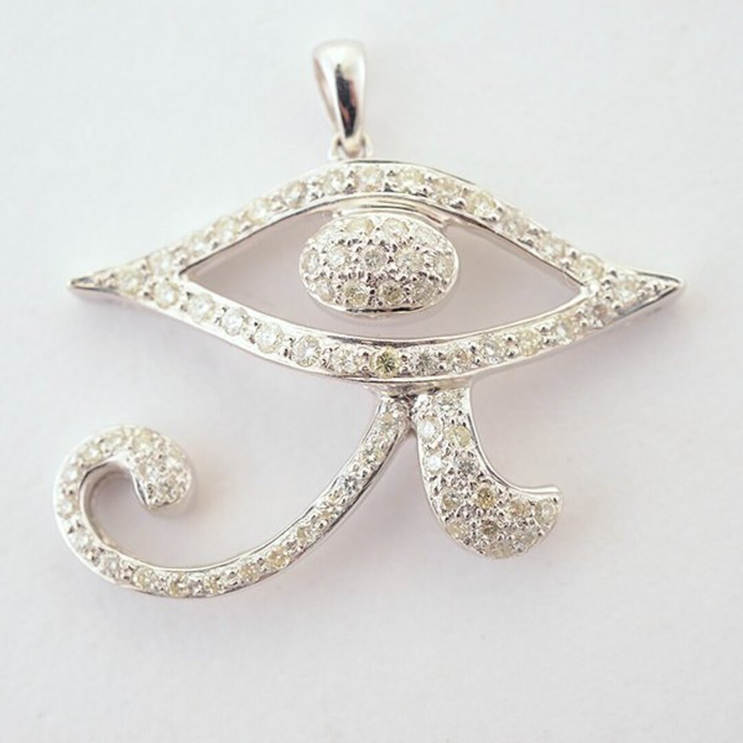 Eye of Horus Diamond 14k White Gold Pendant Egyptian GOD - Etsy