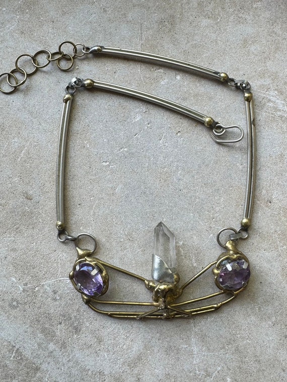 1960s Brutalist Rock Crystal Natural Purple Amethyst… - Gem