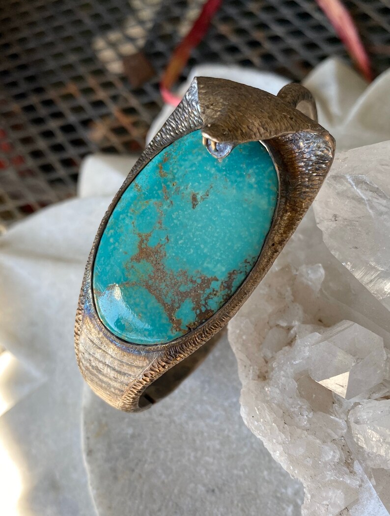 Bold Cobra Snake Sterling Silver Natural Turquoise Artisan | Etsy