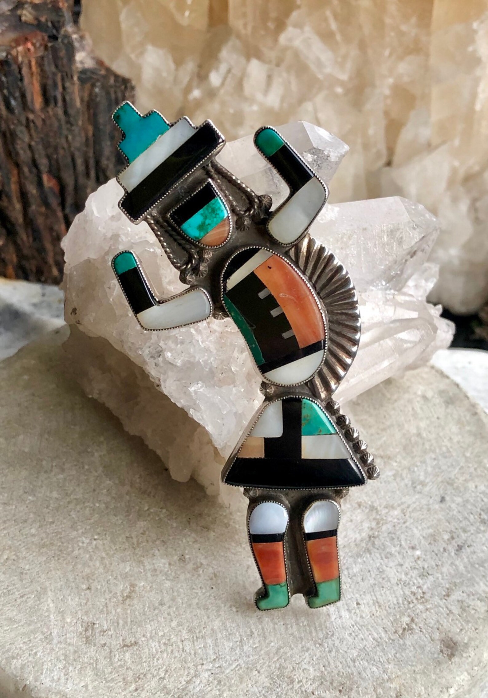 Beautiful Native American Sterling Silver Stone inlay Kachina | Etsy