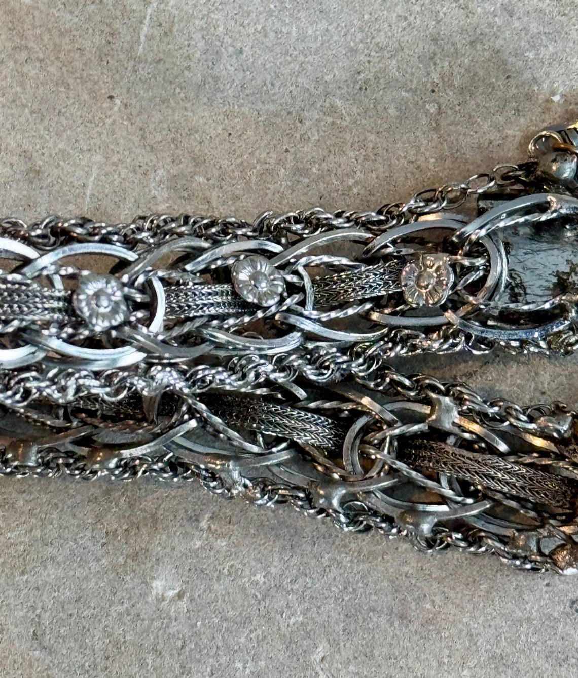 Beautiful Woven Sterling Silver Chain Link Flower Vintage Bracelet - Etsy