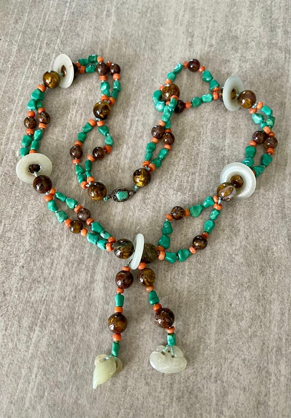Vintage chinese turquoise carved - Gem