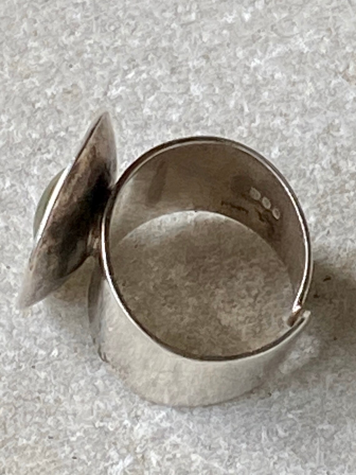 Mid Century Modern Sterling Silver Disk Green Jade Stone | Etsy