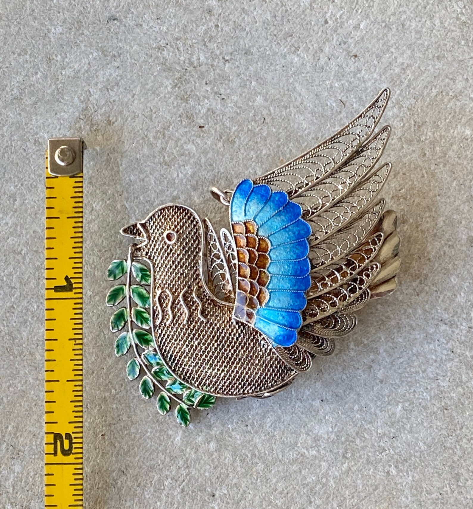 Beautiful Filigree Sterling Silver Enamel Peace Dove Bird | Etsy