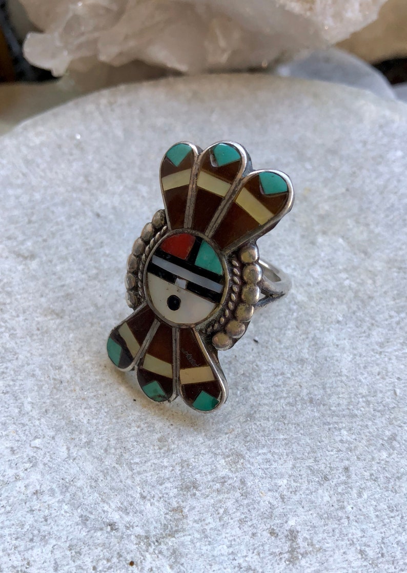 Beautiful Zuni Sun Native American Turquoise Coral Mother of | Etsy