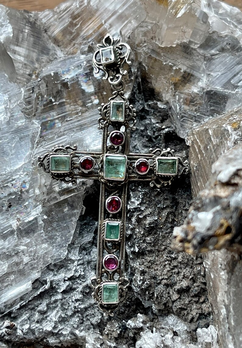 Beautiful Emerald Ruby Silver European Antique Victorian Cross - Etsy