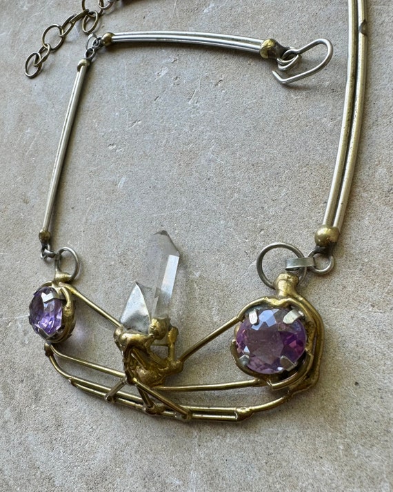 1960s Brutalist Rock Crystal Natural Purple Amethyst… - Gem