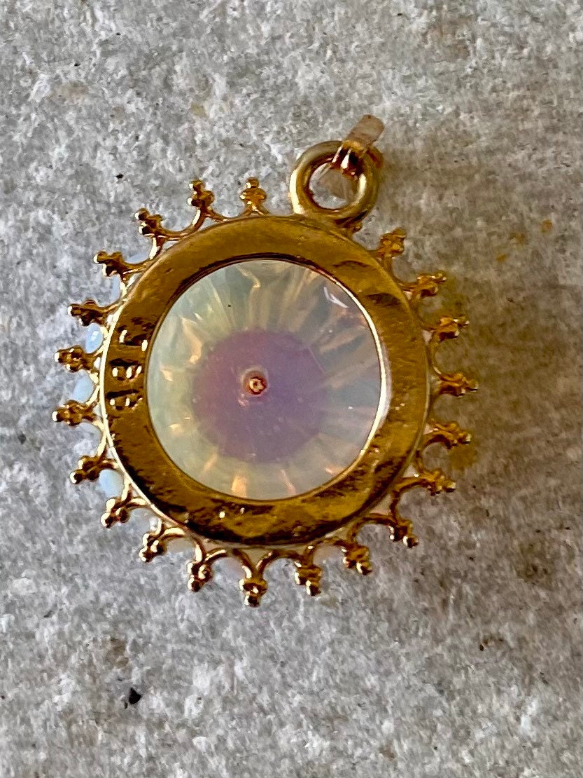 Elegant Carved Rainbow Opal Red Coral Flower Gold Over Sterling Silver ...