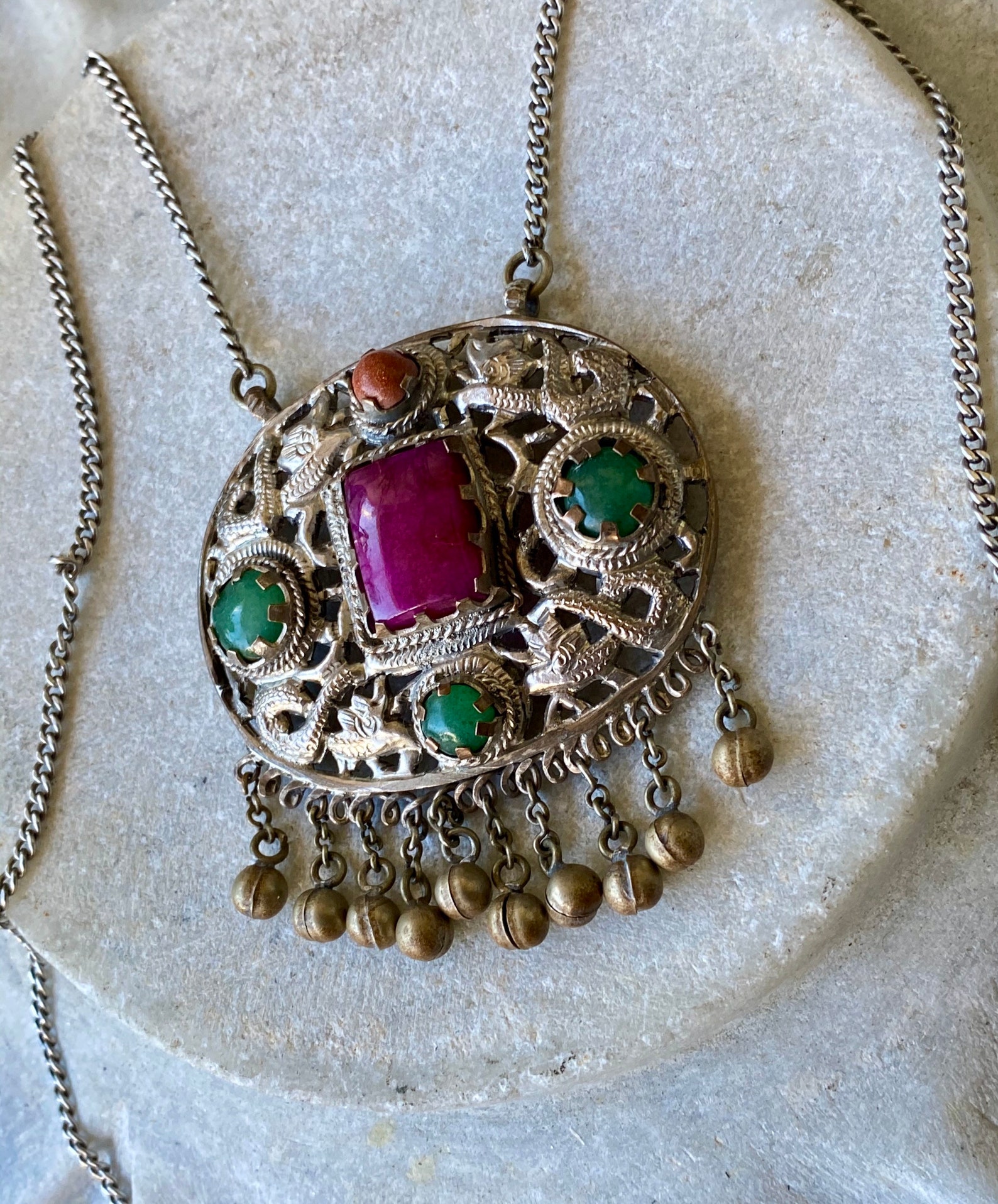 Beautiful Old Asian Mystical Raw Ruby Emerald Gold Stone | Etsy