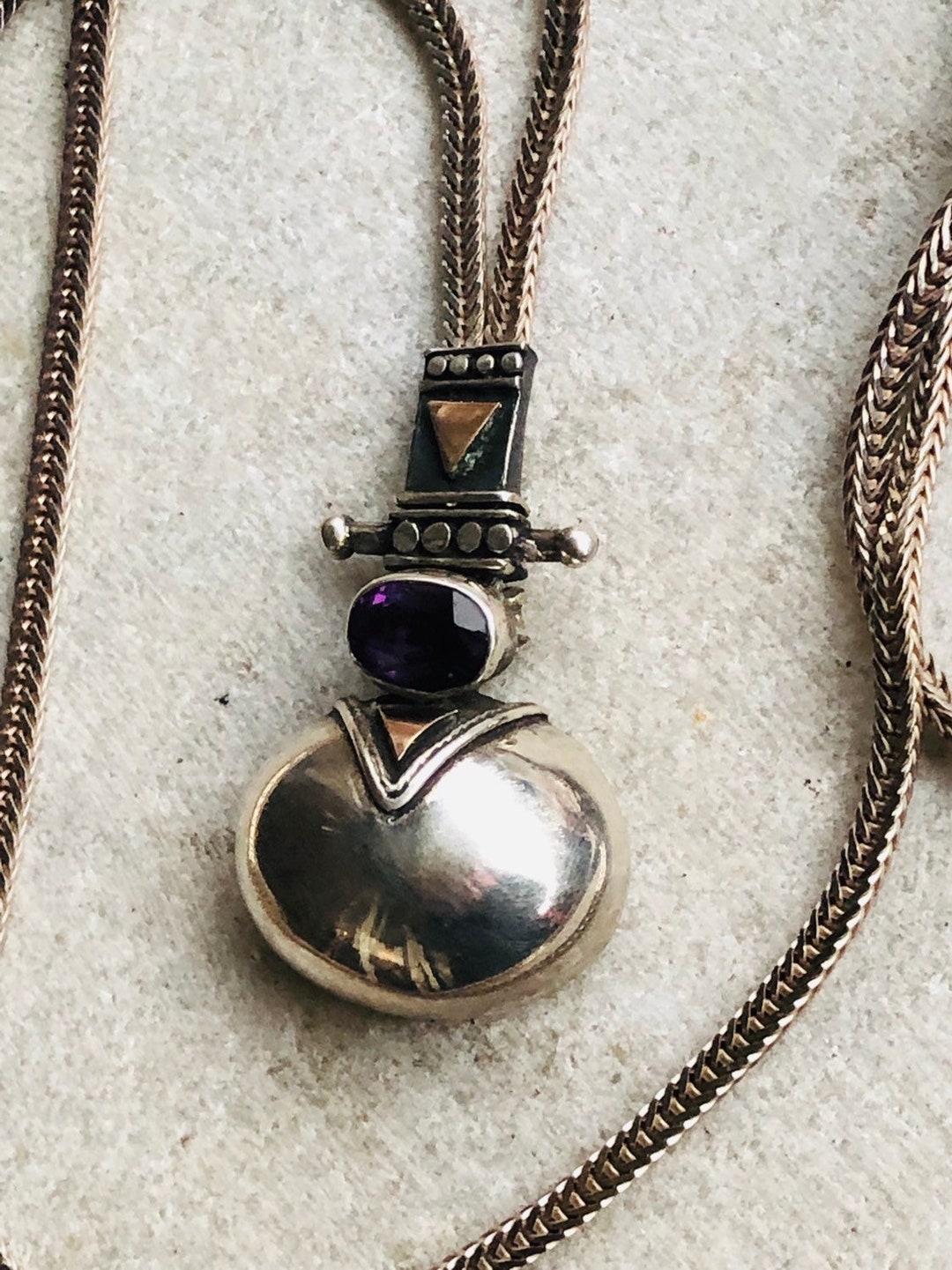 Beautiful Modernist Sterling Silver Gold Purple Amethyst Vintage ...