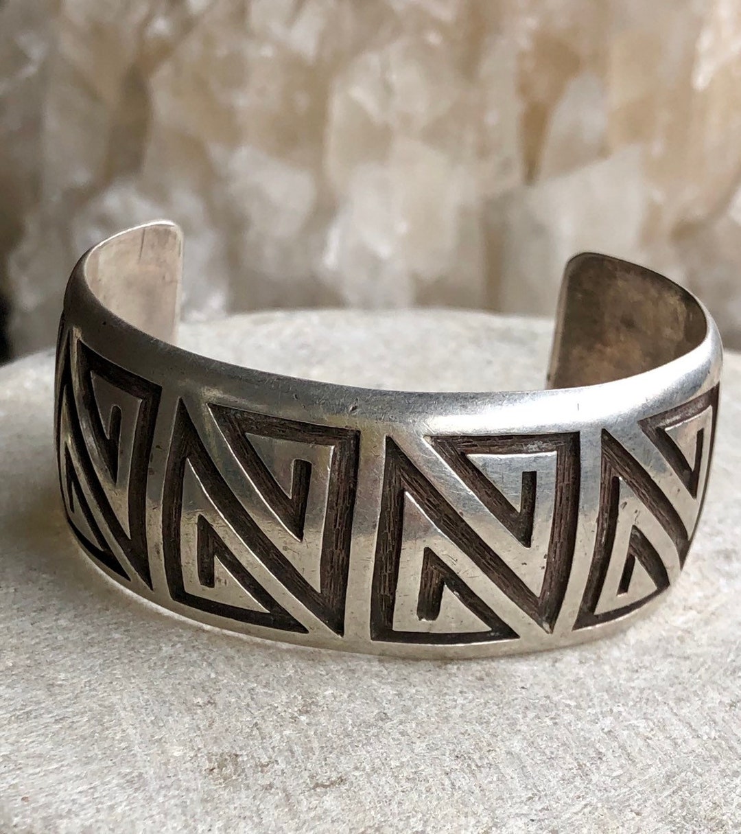 Sterling Silver Tribal Cuff Native American Vintage Bracelet - Etsy