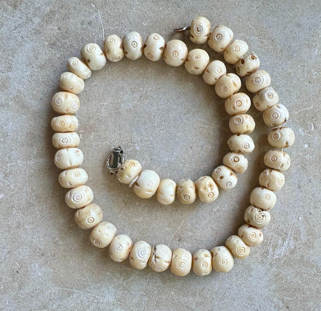 Tibetian Carved Yack Bone Mala Bead Antique Necklace - Etsy