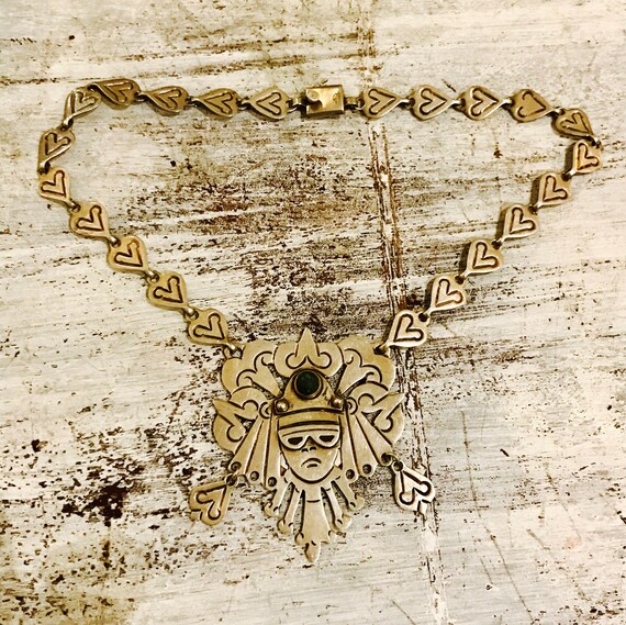 Beautiful Mexican Sterling Silver Jade Aztec Mid Cent… - Gem