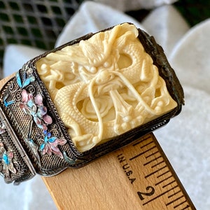 Stunning Victorian Old Chinese Silver Filigree Enamel Yack Carved ...