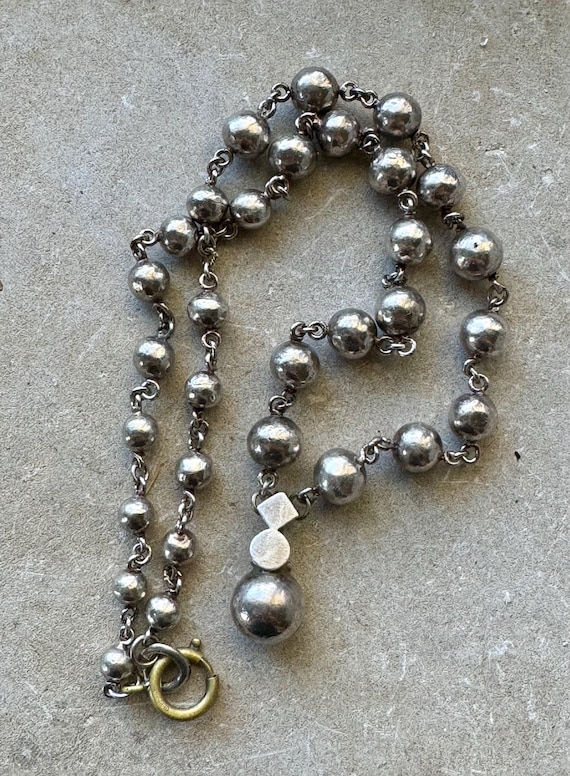 Mid Century Sterling Silver Ball Chain Vintage Neckl… - Gem