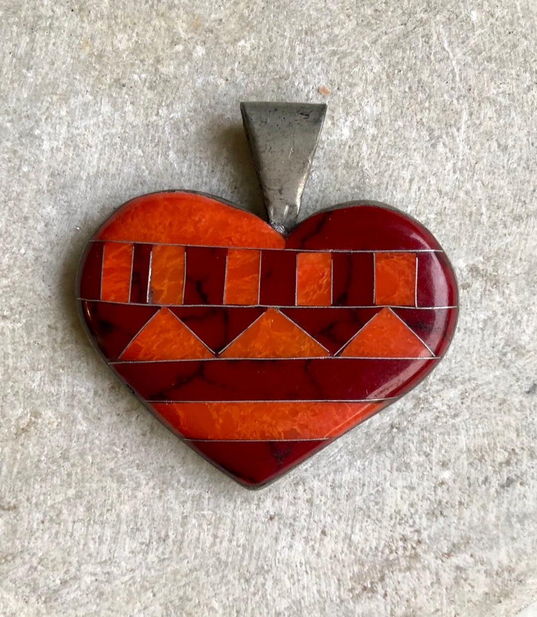 Bold Beautiful Orange Spiny Oyster Burgundy Stone Mosaic Vintage Heart ...