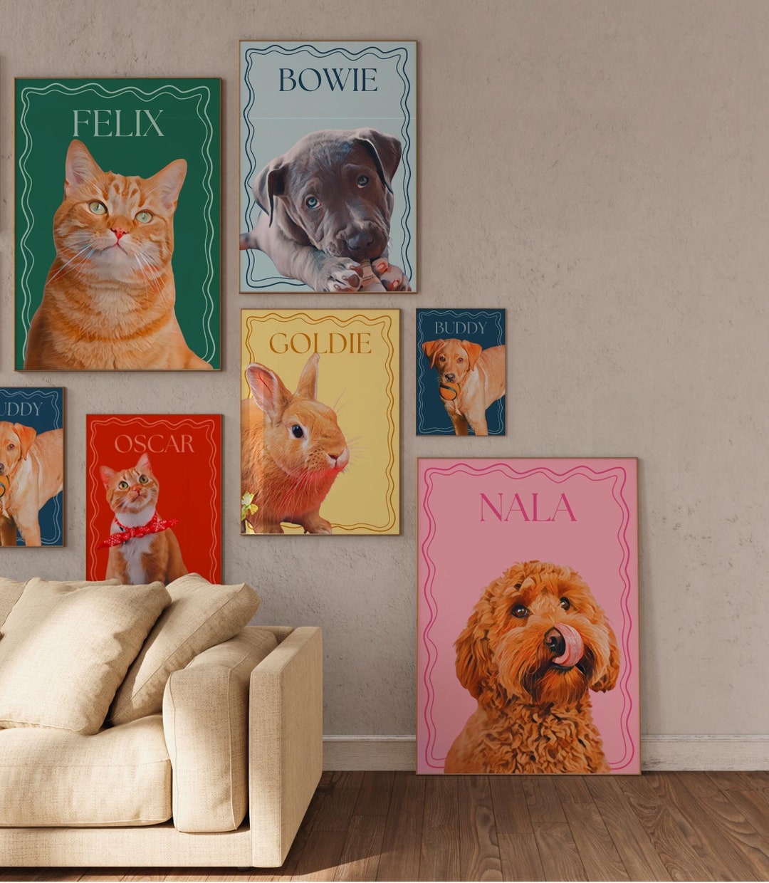 Custom Pet Portraits Using Pet Photo Personalized Digital Dog Portraits ...
