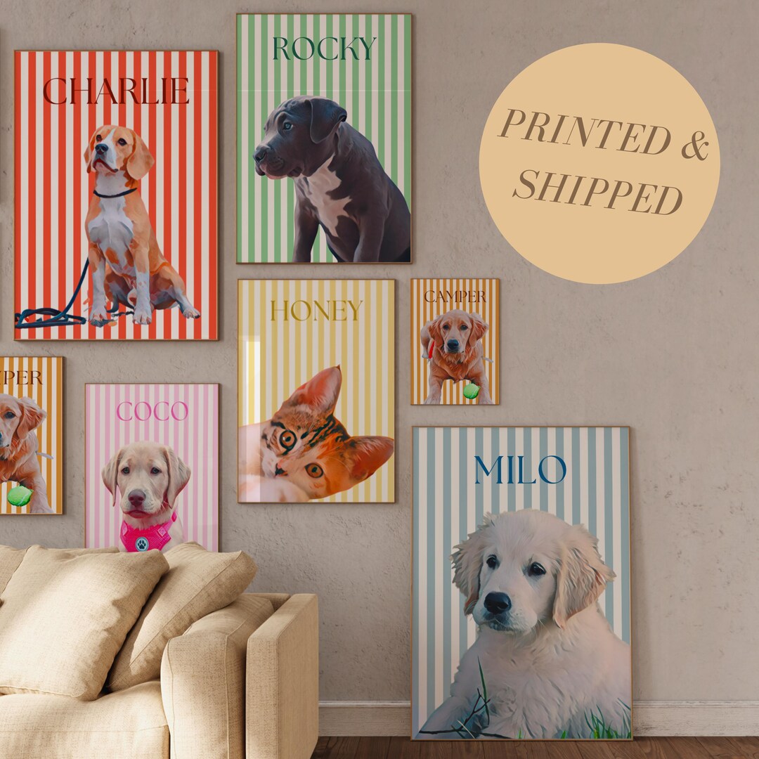 Custom Pet Portraits Using Pet Photo Personalized Unframed Dog ...