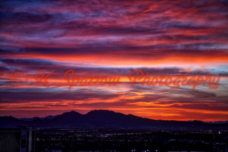 Las Vegas, Nevada, Photograph, Sunrise, Clouds, Sky, Mountains, Desert ...