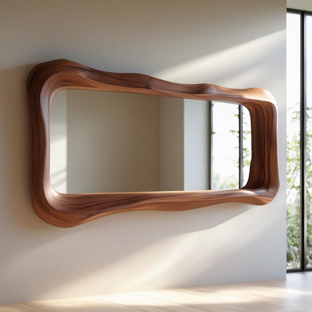 Wavy Wood Frame Wall Mirror: Modern Organic Design - Etsy