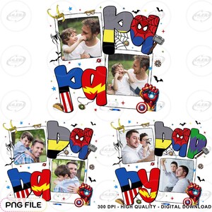 Canva Template Preppy Dada Photo With Kids PNG Bundle, Superhero Father ...
