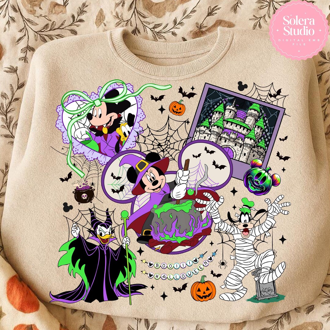 Halloween Mouses and Friend Png, Retro Halloween Cartoon Png, Spooky ...