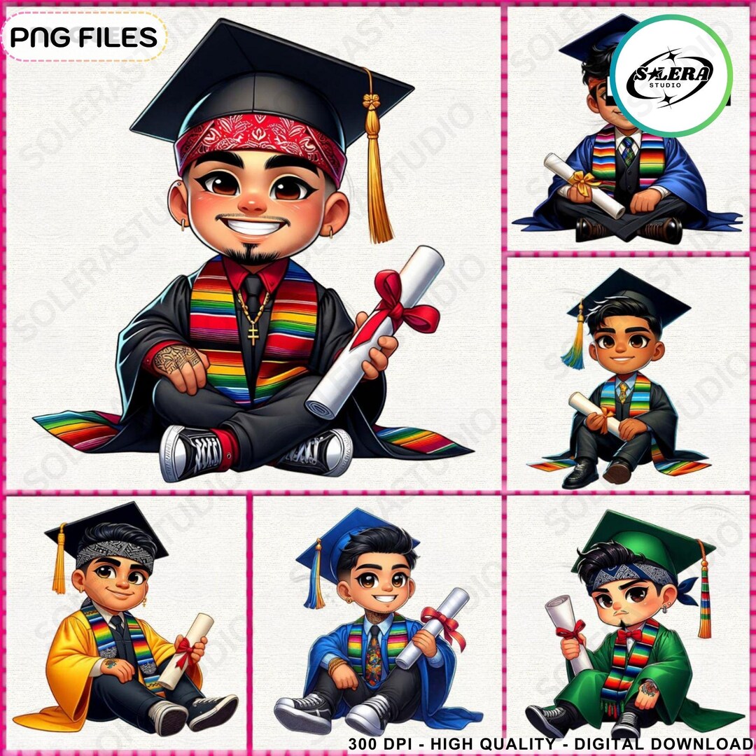 5+ Boy Para Mi Familia Chicano Png Bundle, Graduation Chibi Style Png ...