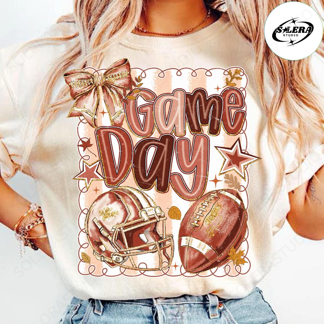 Retro Football Game Day Png, Preppy Football Coquette Bow Png, Football ...