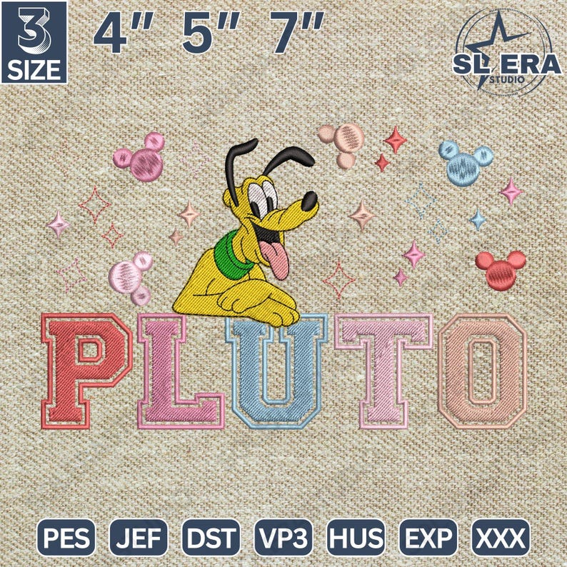 Dog Cartoon Embroidery File, Magic Kingdom Embroidery Design, Mouse and ...