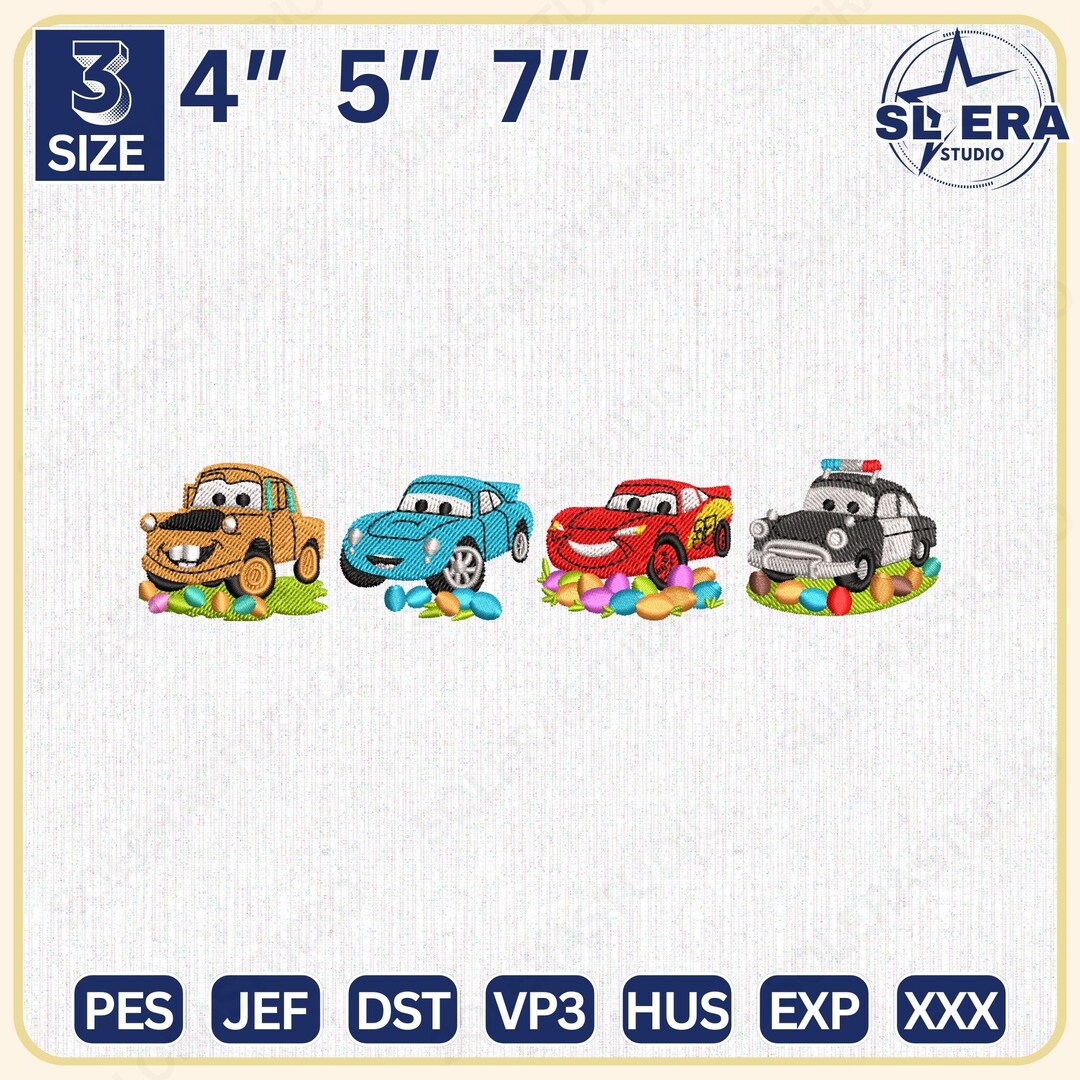 Easter Racing Car Embroidery Design, Easter Day Embroidery Design ...