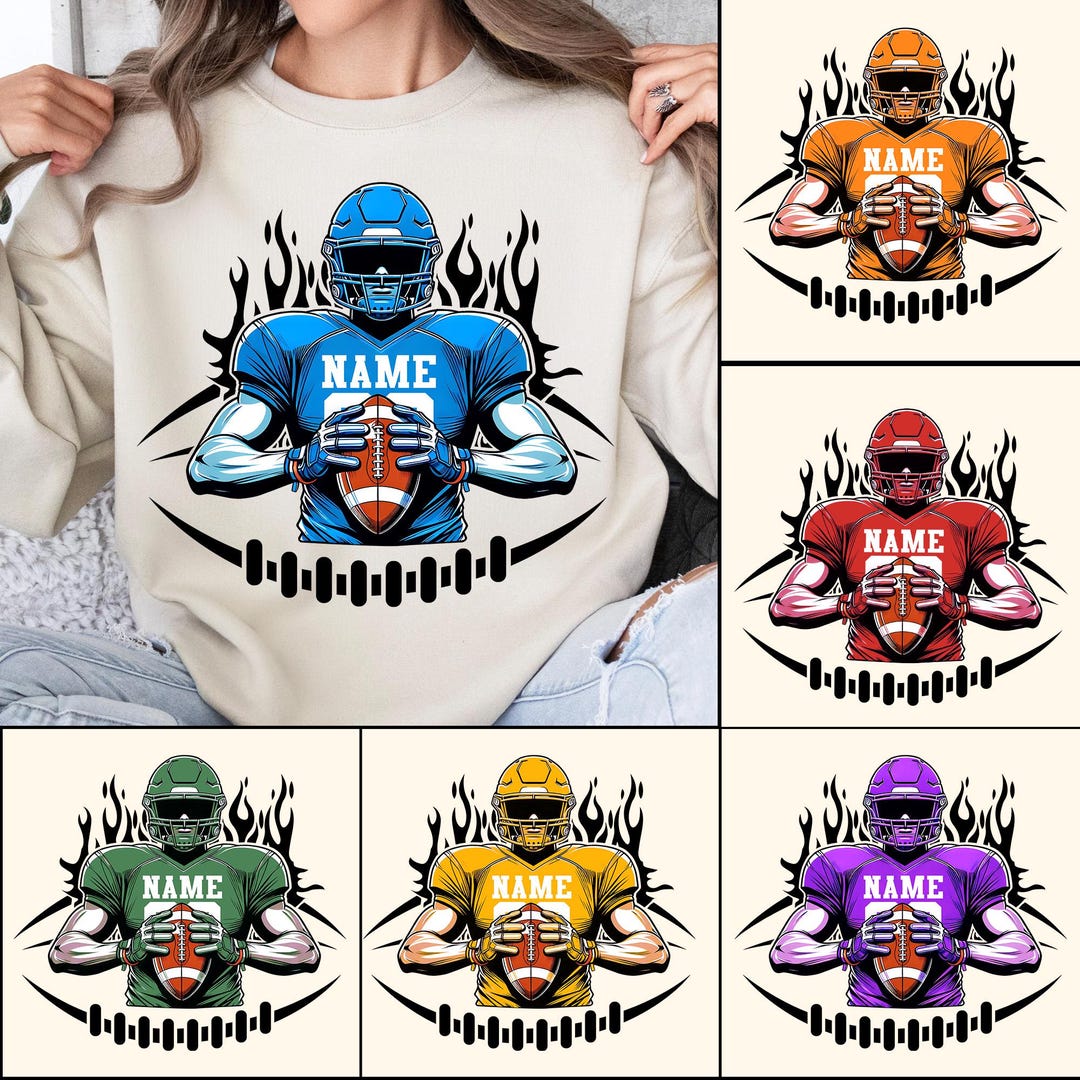 Custom Football Player PNG Bundle: Team Design, Fall Vibes (digital ...