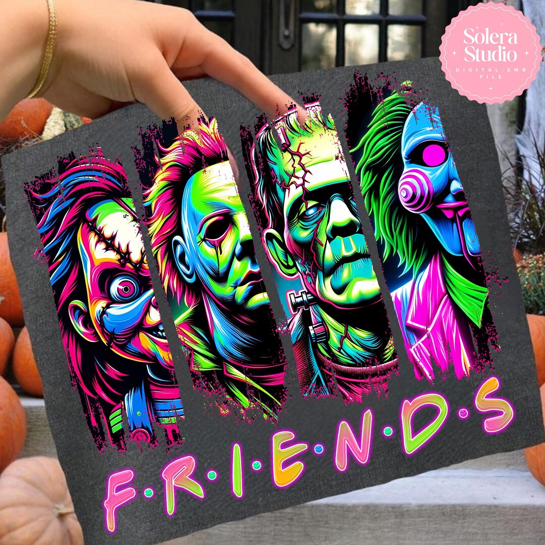 Neon Halloween Horror PNG: Retro Slashers Digital Art - Etsy