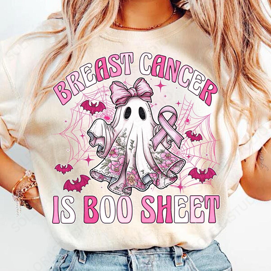 Retro Breast Cancer Awareness Ghost PNG: Halloween Shirt Design ...